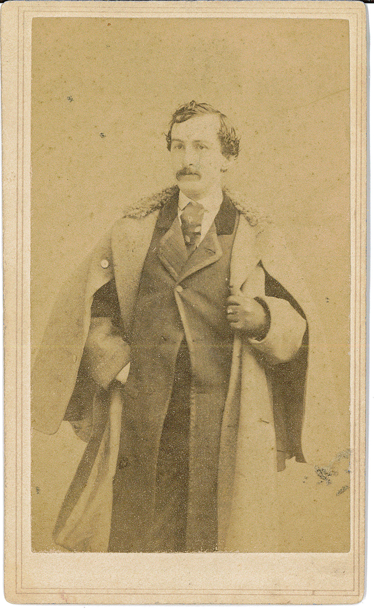 Card- Picture of John Wilkes Booth standing with coat (front ...